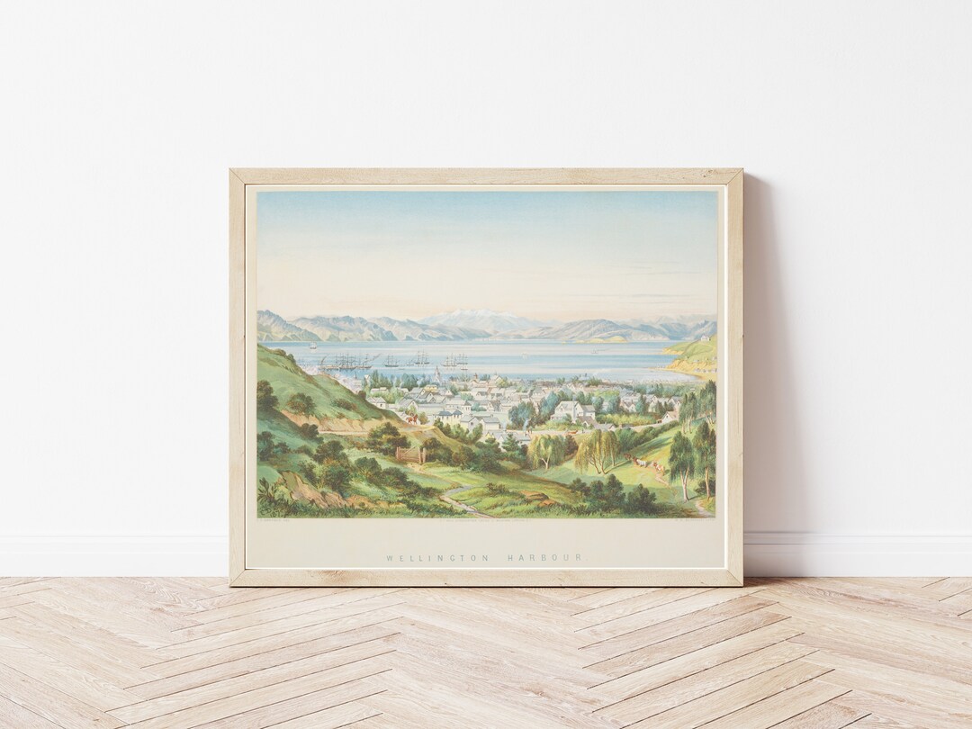 Wellington New Zealand View 1877 Lithograph Illustration | Fine Art ...