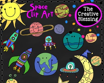 Solar System Outer Space Clipart Set. Rocket. Spaceship. - Etsy