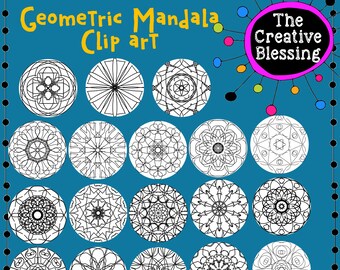 Boho Clipart Medallion, Bohemian Chic Mandala Clip Art Illustrations ...