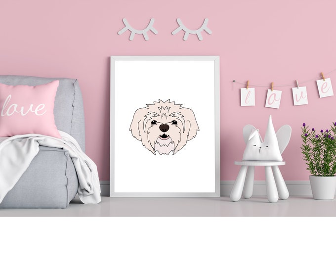 Maltese Terrier Doodle Drawing Print. Minimalist Dog One Line Art ...