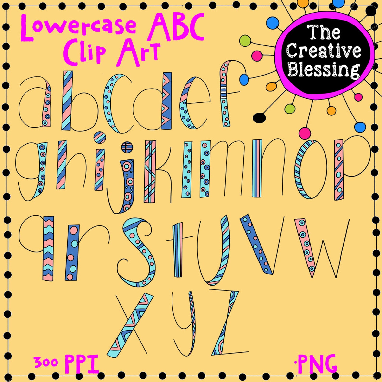 Lowercase Doodle Letters Clip Art Digital Stickers - Etsy