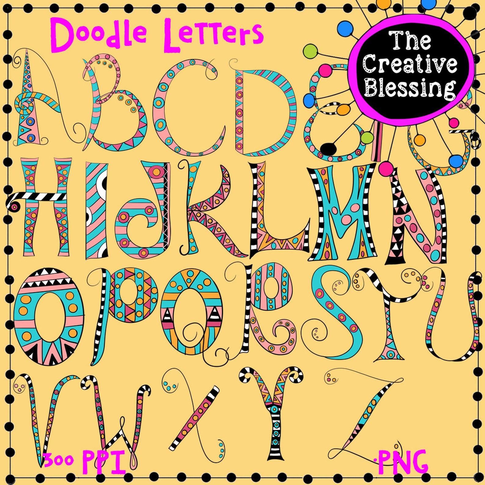 Hand Drawn Doodle Letters Alphabet Clip Art - Etsy