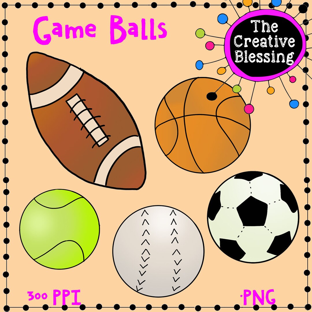 Sport Balls Clip Art Digital Stickers - Etsy