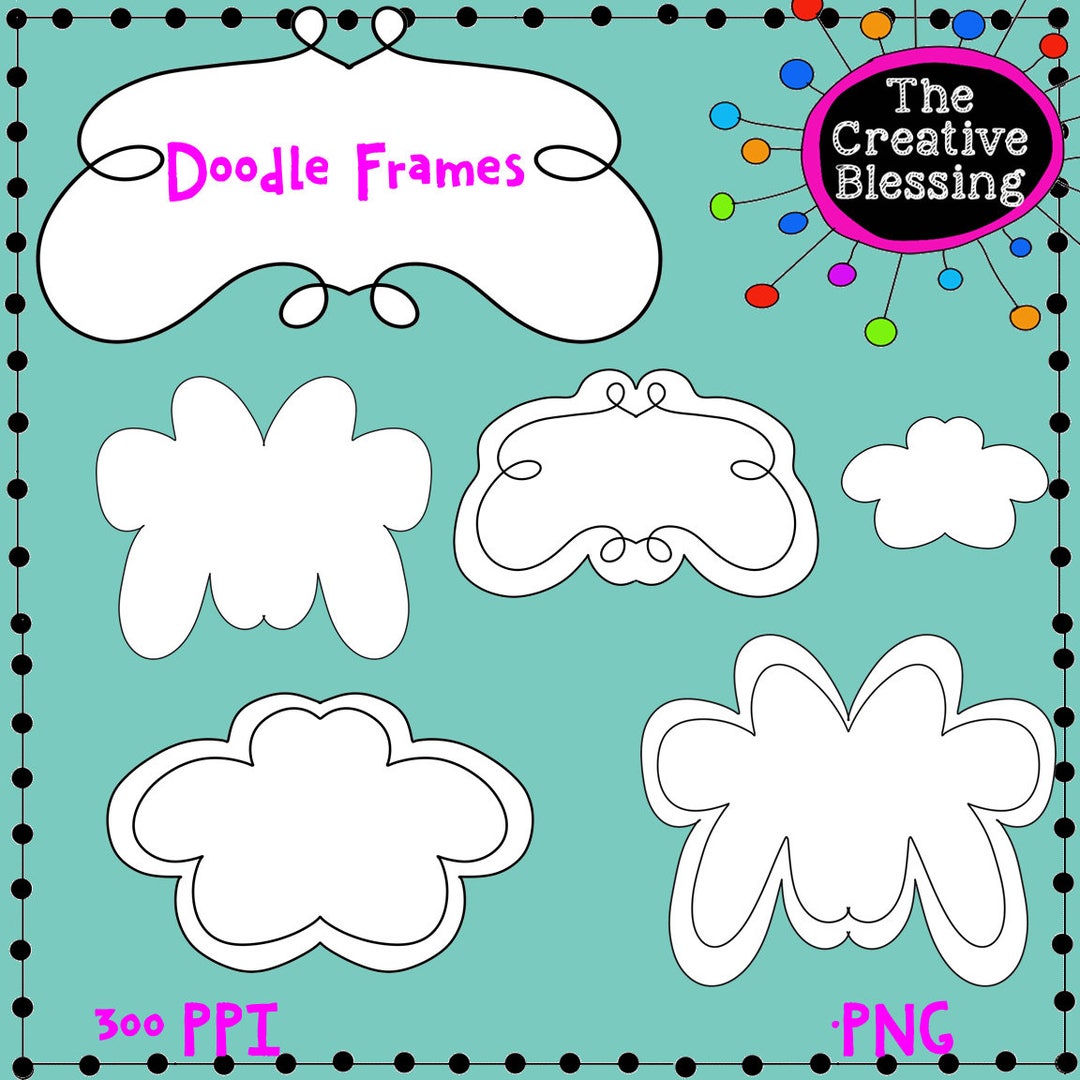 Doodle Frames Hand Drawn Clip Art Digital Stickers - Etsy