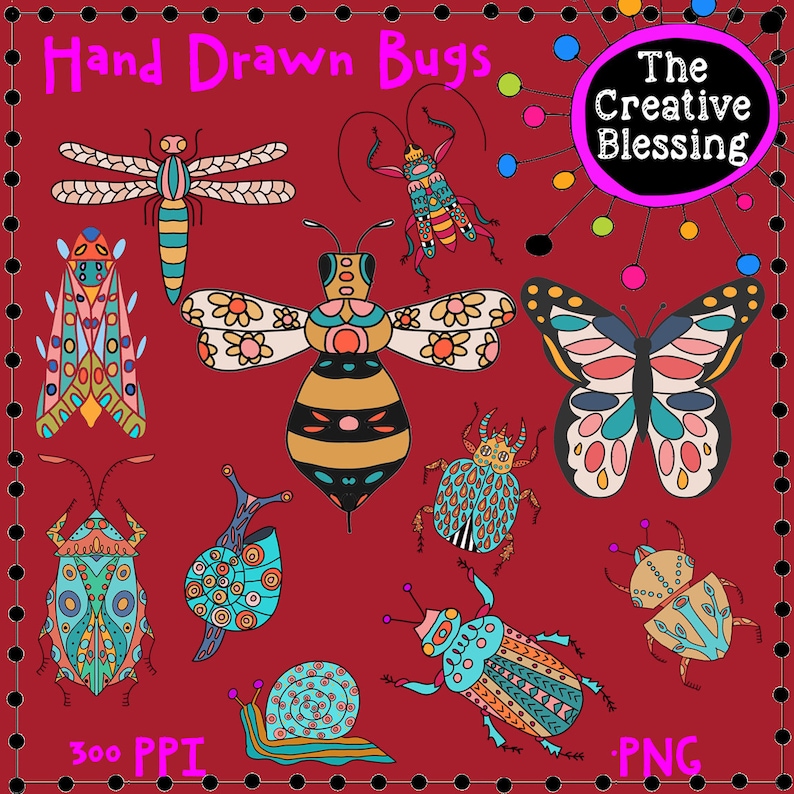 Hand-drawn Doodle Bugs Clip Art - Digital Stickers - Etsy Sweden
