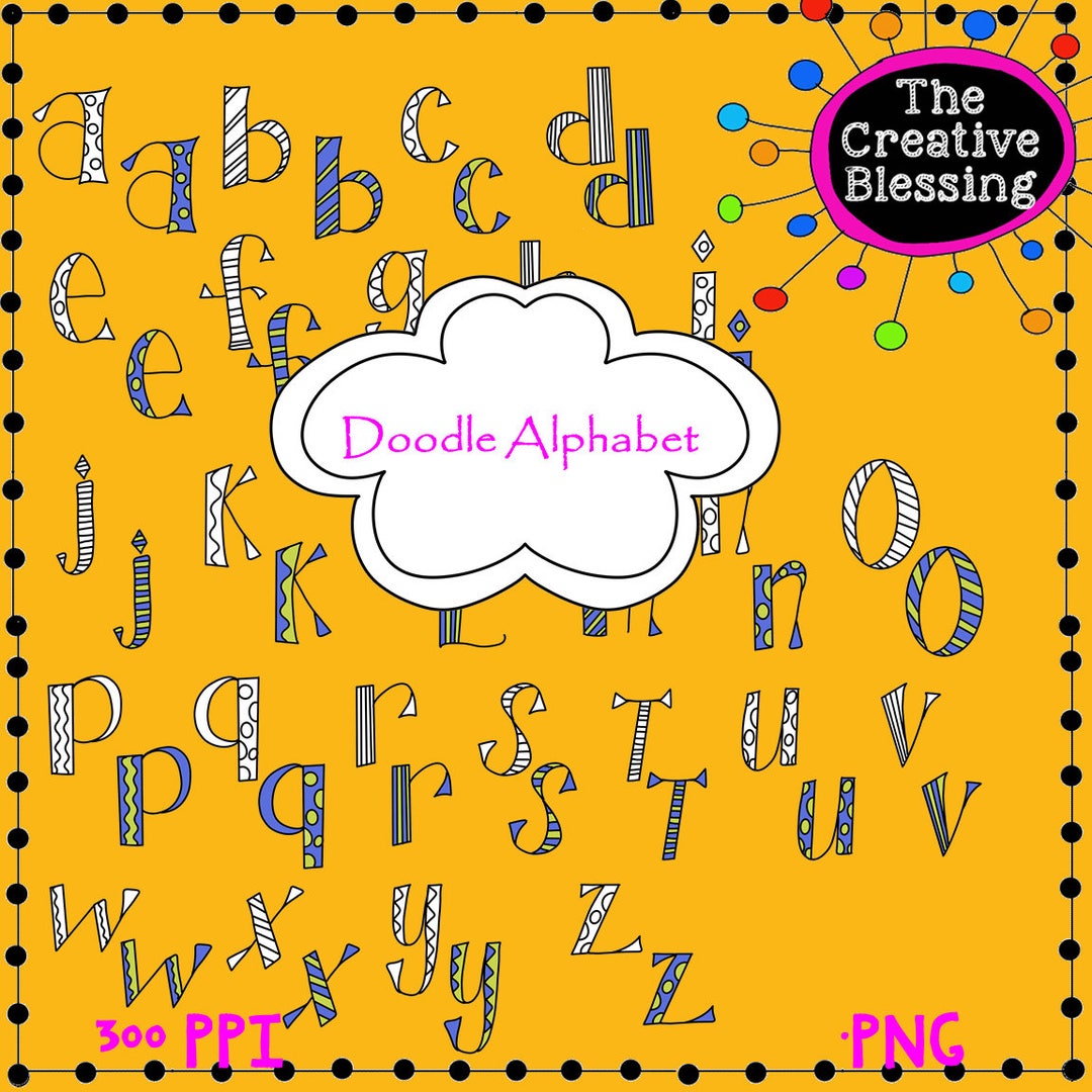 Doodle Alphabet Hand Drawn Clip Art - Etsy