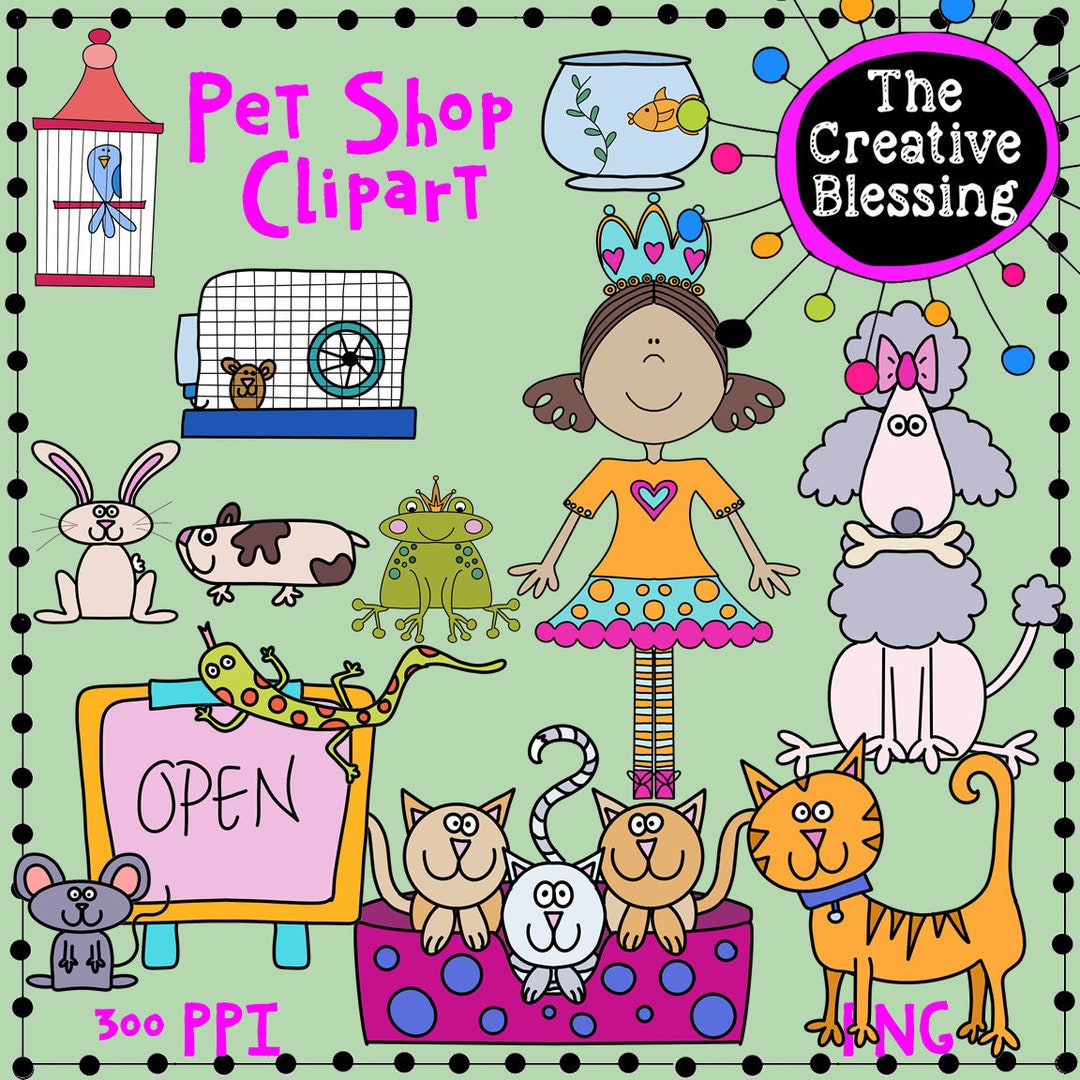 Hand Drawn Pet Store Clipart , Cute Clip Art, Animal Clipart, Pet Clip ...