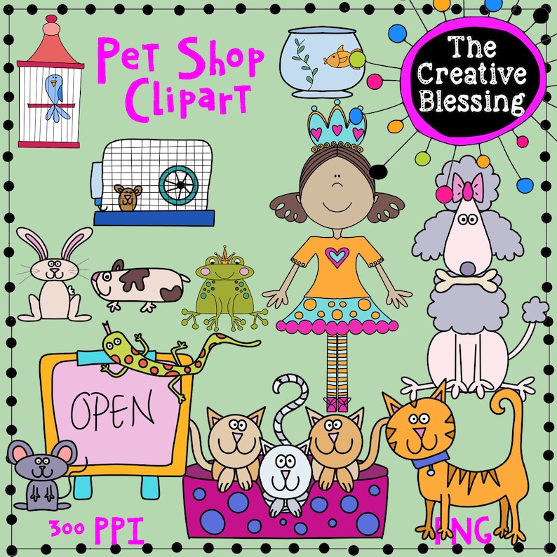 Hand Drawn Pet Store Clipart , Cute Clip Art, Animal Clipart, Pet Clip ...