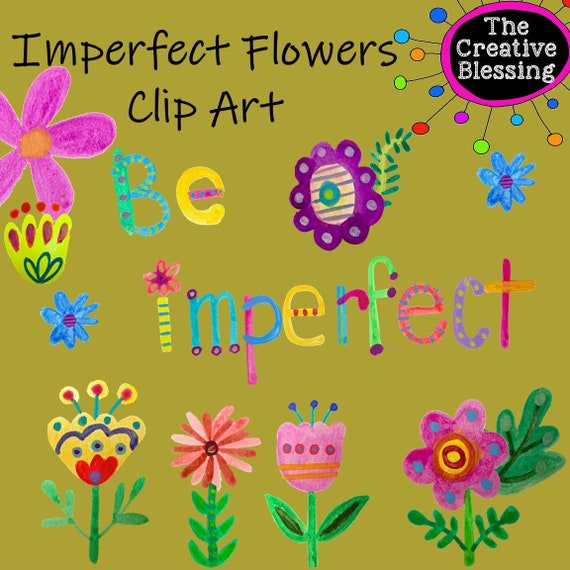 Imperfect Floral Watercolor Clipart Cute Clipart Hand | Etsy