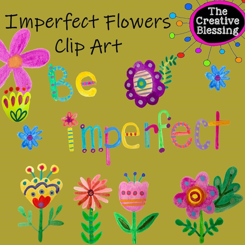 Imperfect Floral Watercolor Clipart Cute Clipart Hand - Etsy
