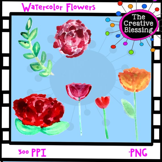 Hand Painted Watercolor Flower Clip Art - Etsy