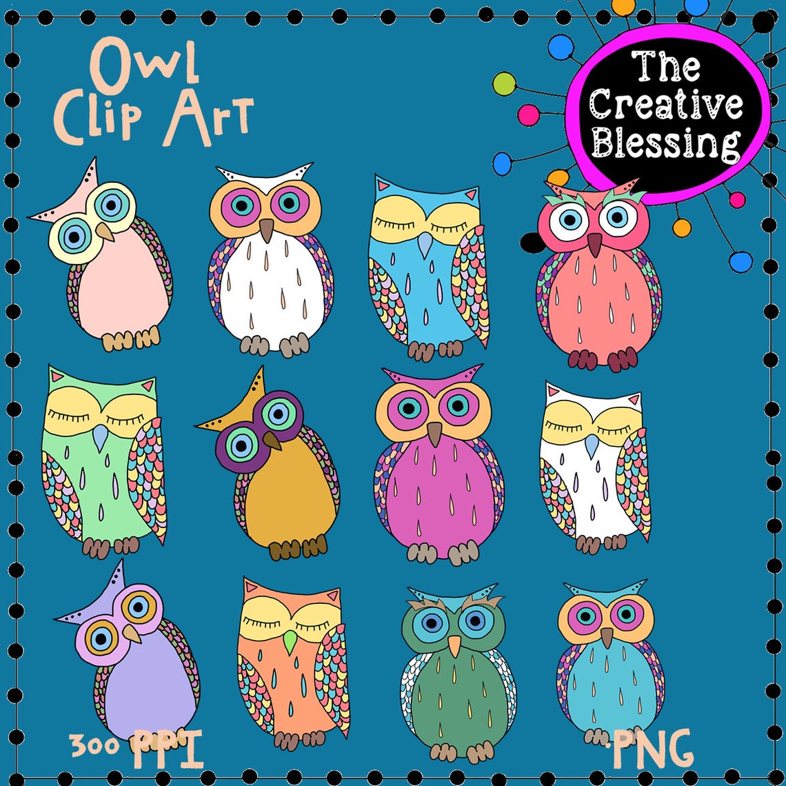Hand Drawn Doodle Owl Clip Art Digital Stickers - Etsy