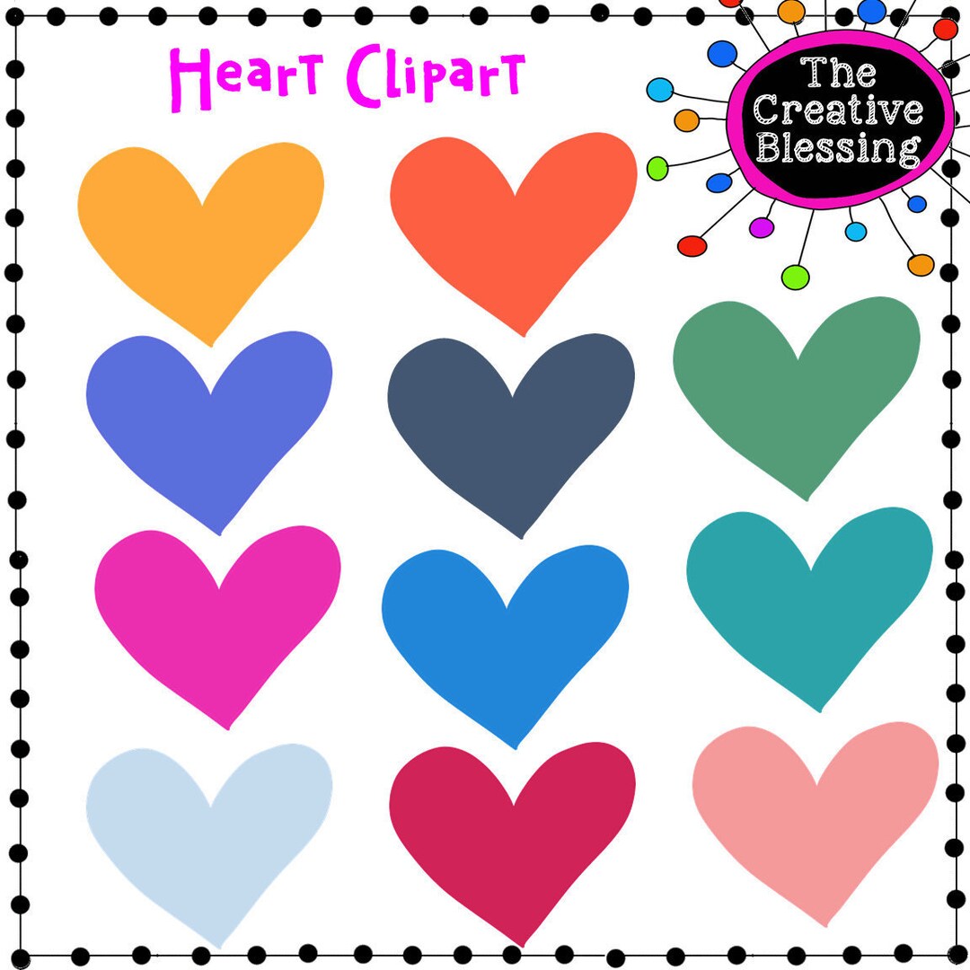 Heart Clip Art, Love Clip Art, Rainbow Hearts Clipart, Cute Hearts ...