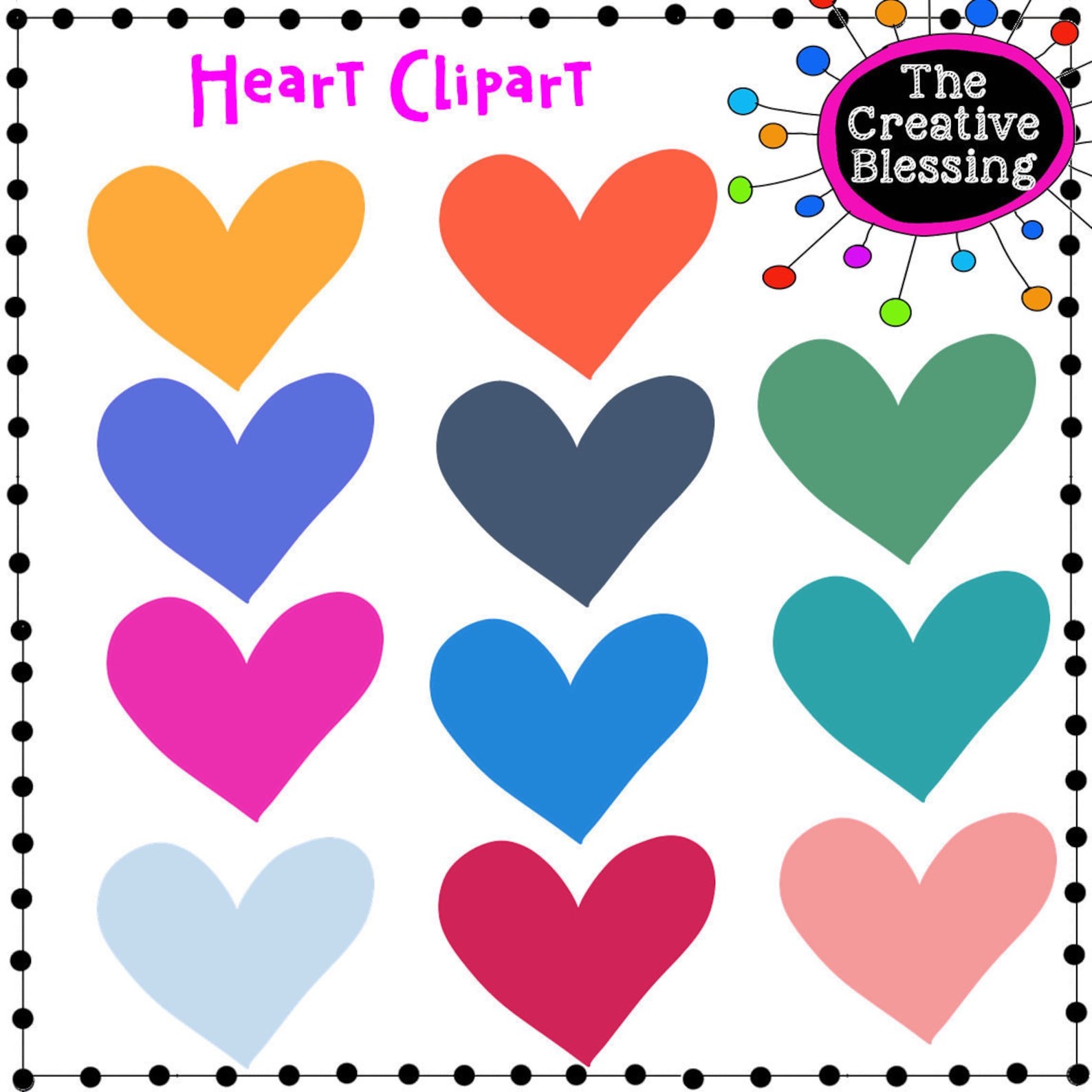Heart Clip Art Love Clip Art Rainbow Hearts Clipart Cute | Etsy
