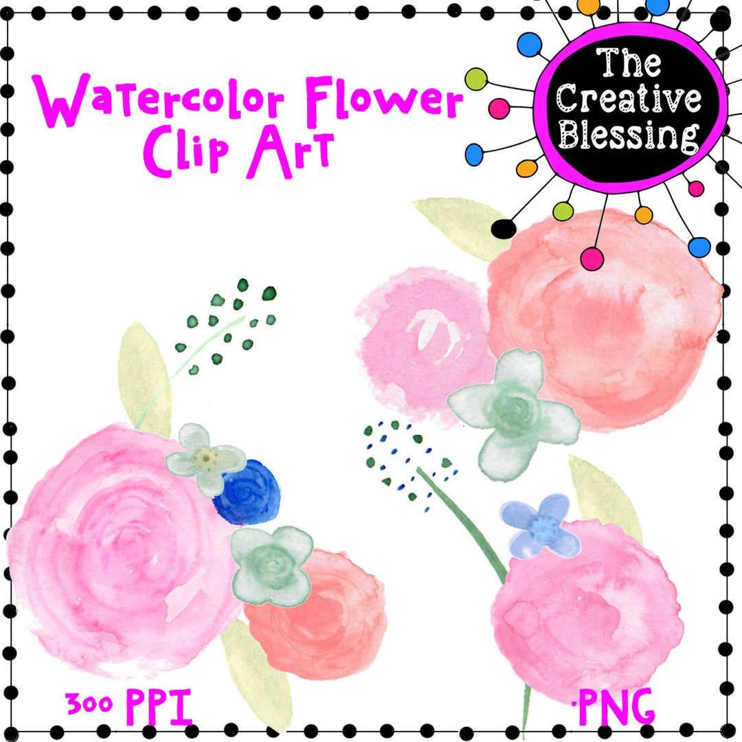 Hand Painted Floral Clip Art, Flowers, Roses, Peony Clipart Digital ...