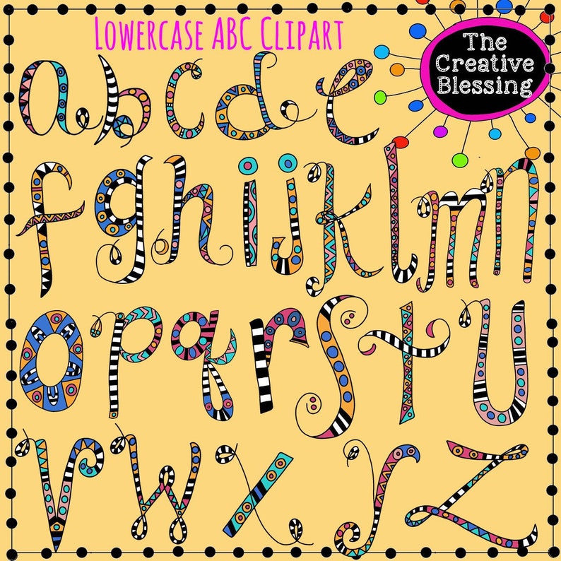 Lowercase Doodle Letters Clip Art - Etsy