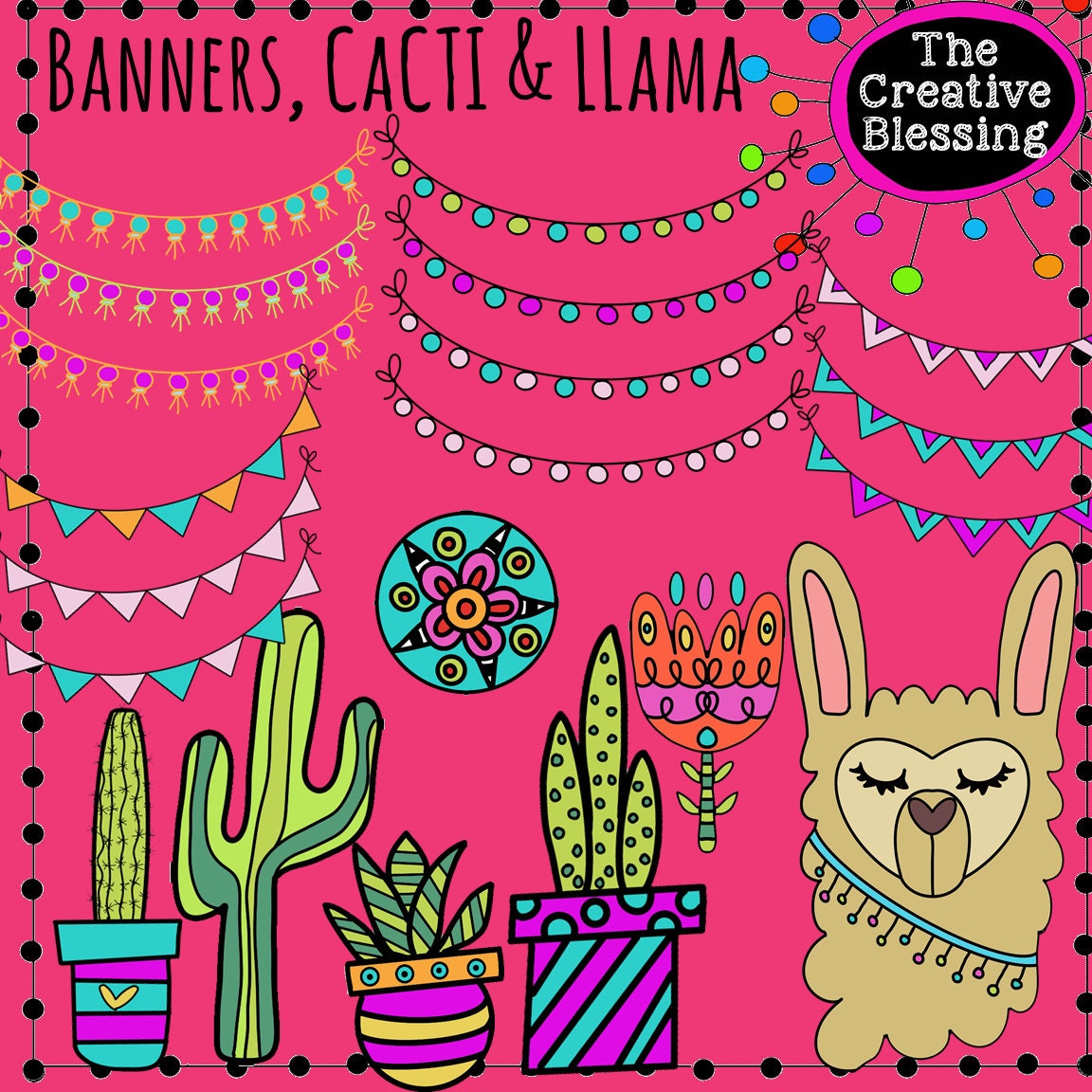 Llama Cactus Clip Art and Coloring Pages Bundle - Etsy