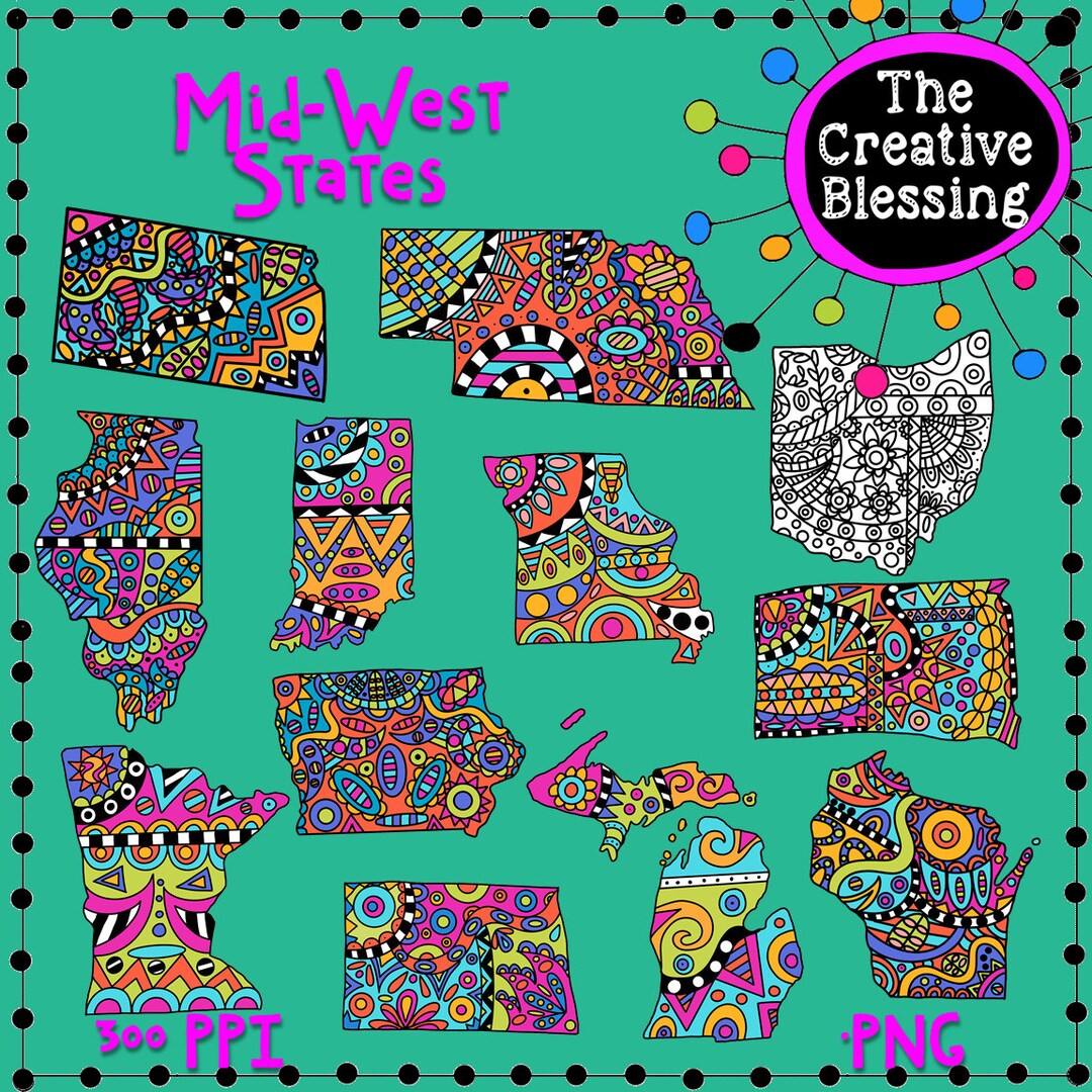 Mid-western Doodle States - Etsy