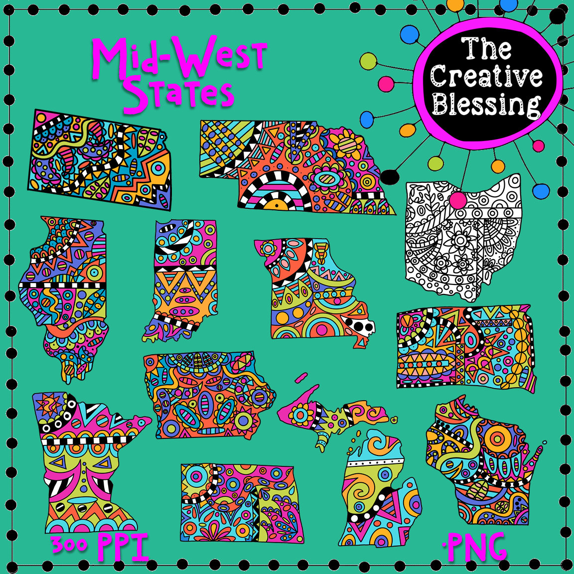 Mid-western Doodle States - Etsy
