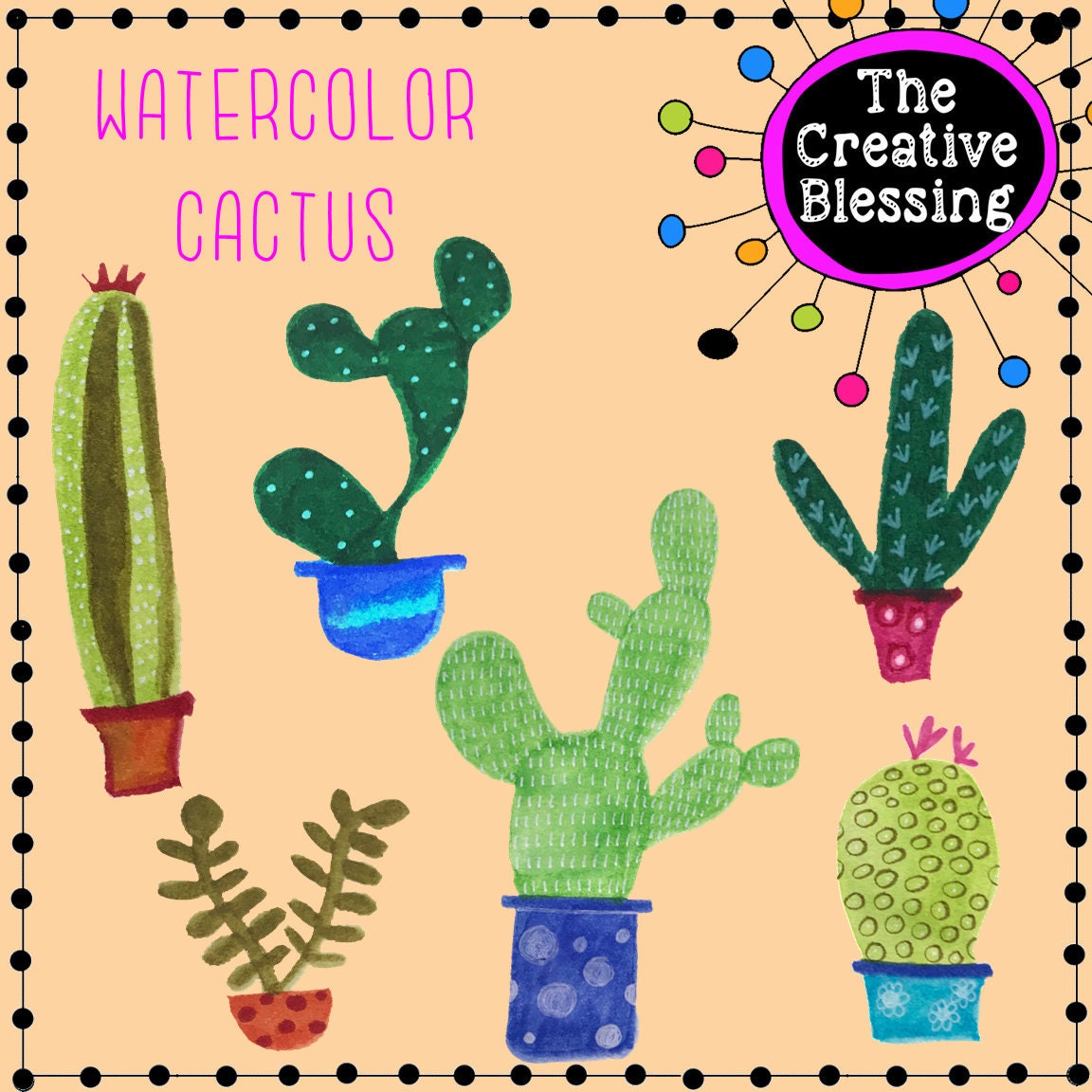 Watercolor Cactus Clip Art, Succulent, Cacti Digital Stickers - Etsy