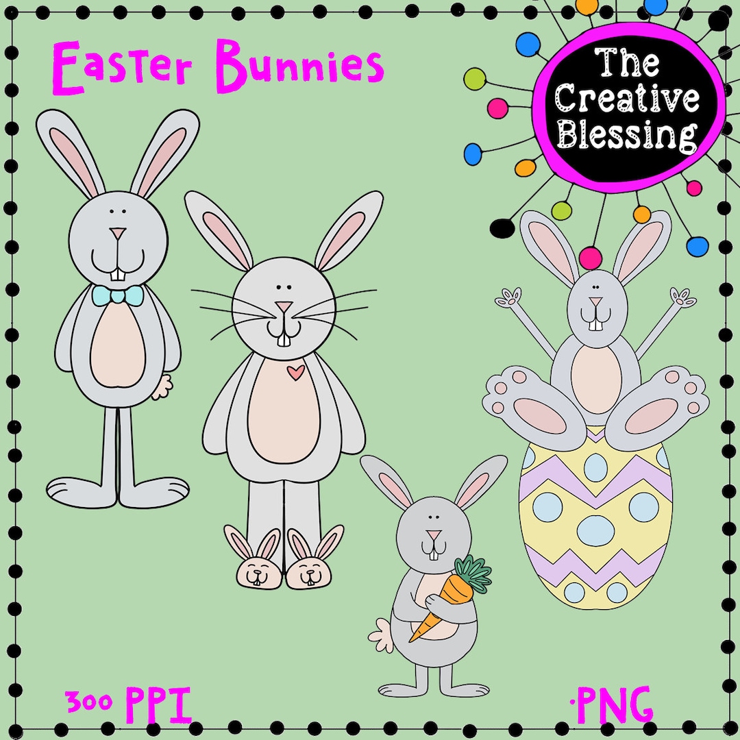 Easter Bunny Clip Art Digital Stickers - Etsy