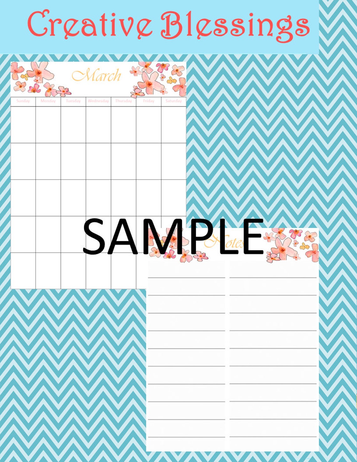 Printable Flower Planner, Calendar, Notes, Stationery, Agenda, Pretty ...