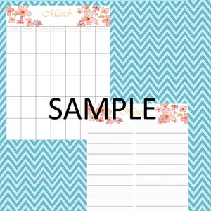 Printable Flower Planner, Calendar, Notes, Stationery, Agenda, Pretty ...