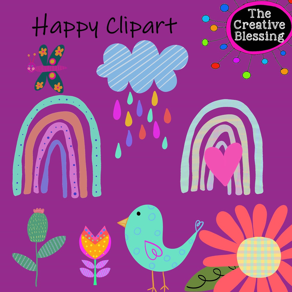 Happy Rainbow Clip Art - Etsy