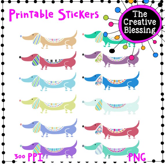 Printable Wiener Dog Stickers Planner Stickers | Etsy