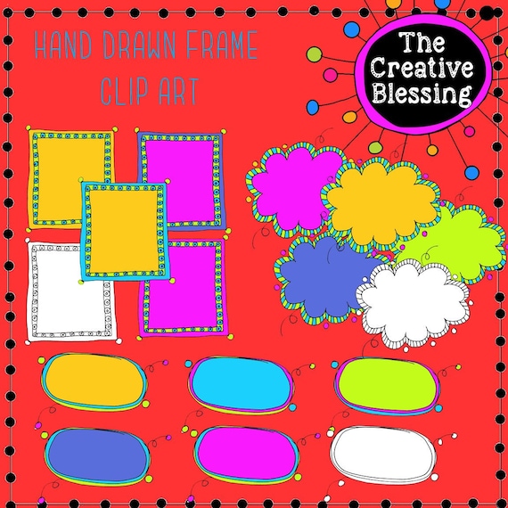 Cute Colorful Doodle Frames Clip Art Digital Stickers | Etsy