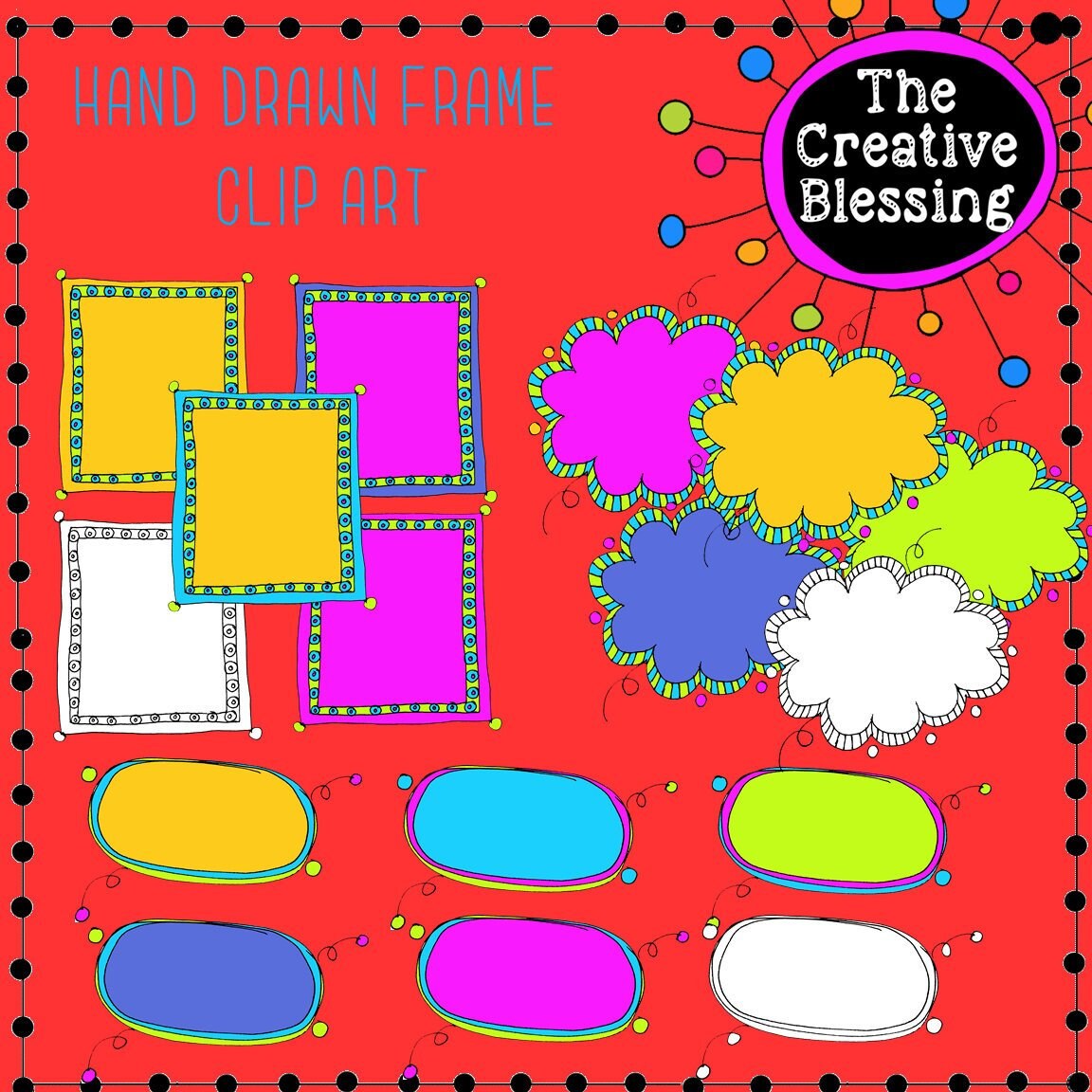 Cute Colorful Doodle Frames Clip Art, Digital Stickers - Etsy