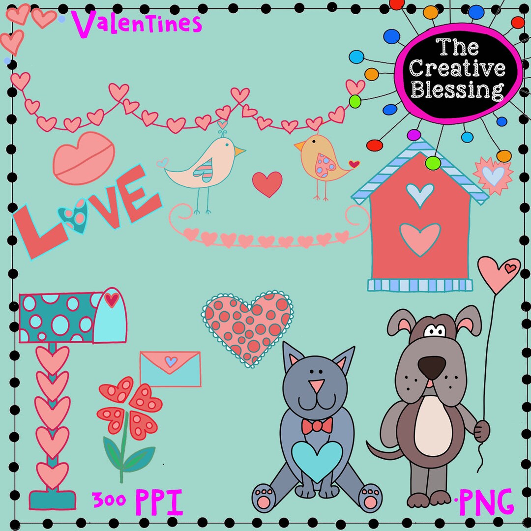 Valentines Clip Art Doodles Hand Drawn Clip Art - Etsy