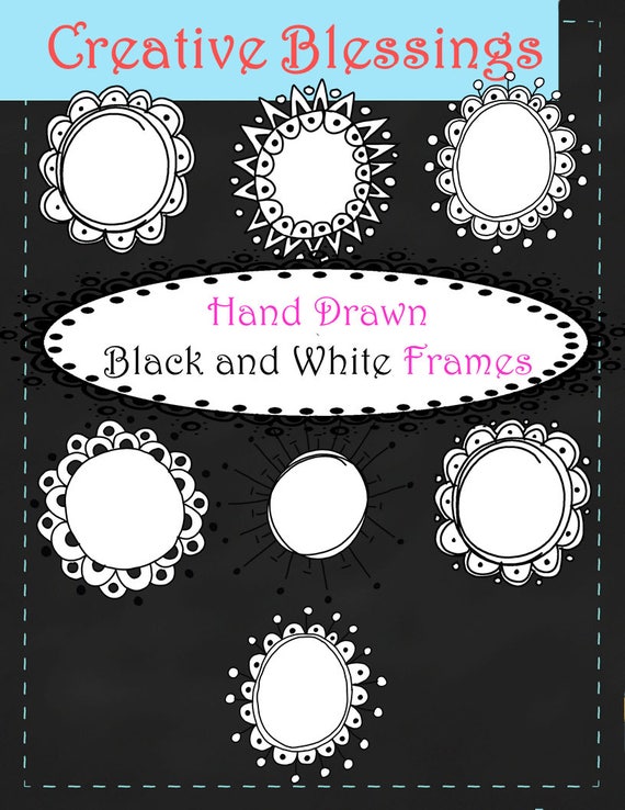 7 Hand Drawn Doodle Circle Frames Clip Art PNG Images Digital | Etsy