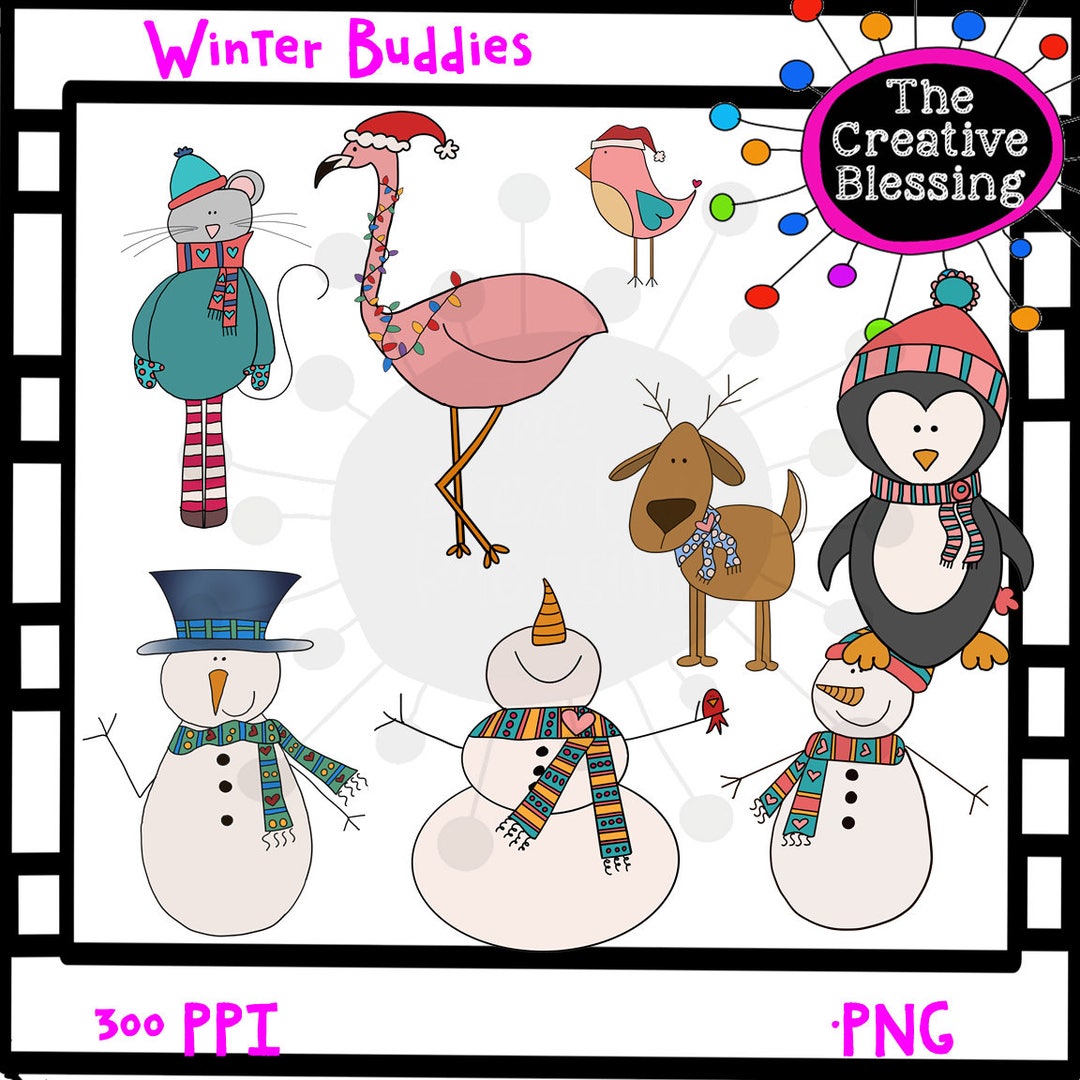 Winter Buddies Clip Art Digital Stickers - Etsy