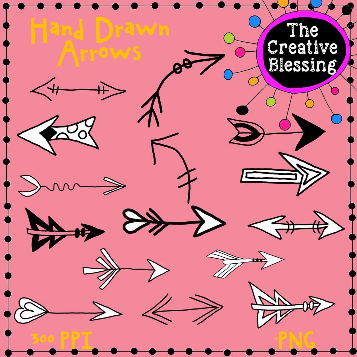 Hand Drawn Doodle Arrow Clip Art PNG Digital Images Digital Stickers - Etsy