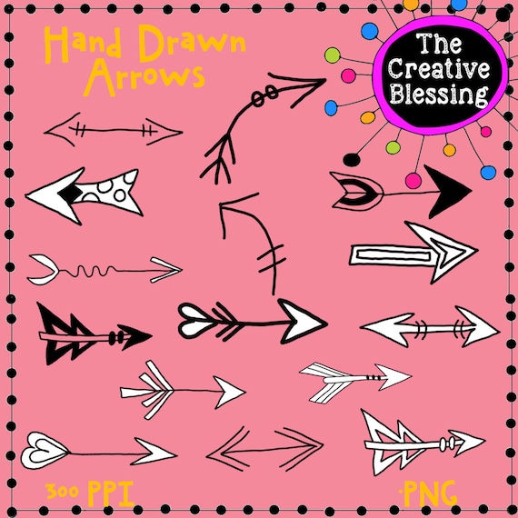 Hand Drawn Doodle Arrow Clip Art PNG Digital Images Digital | Etsy