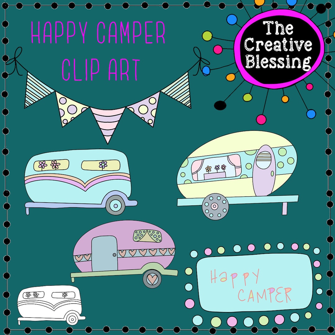 Happy Camper Clip Art, Digital Stickers, PNG Images Digital Stickers - Etsy