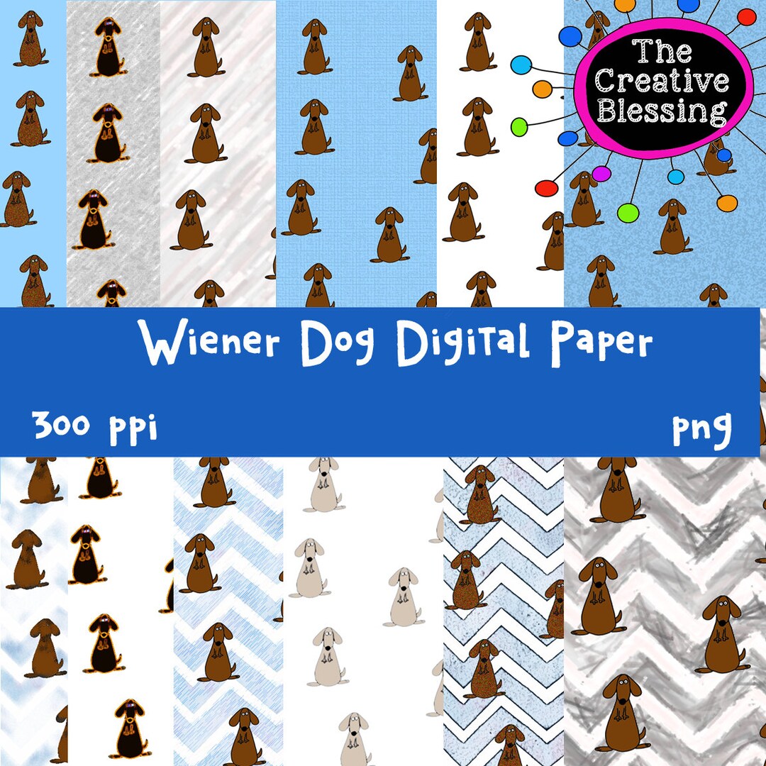 Wiener Dog Digital Papers, Digital Backgrounds, Digital Scrapbook Paper ...
