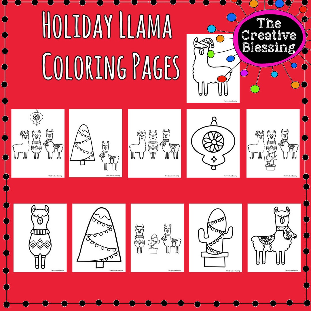 Printable Christmas Holiday Llama Coloring Sheets, Llama Printable ...