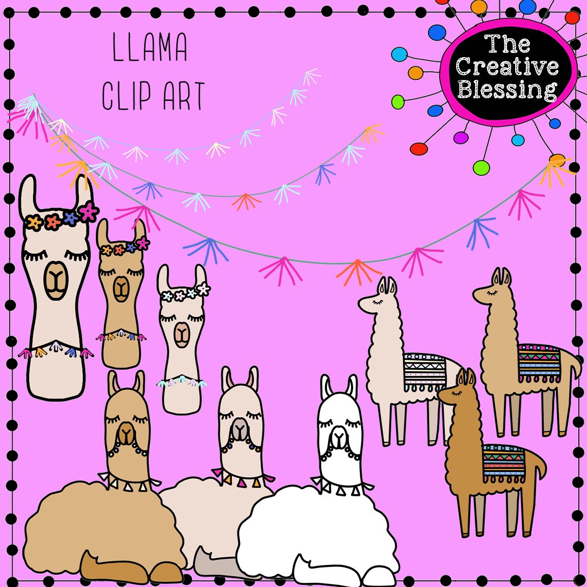 Llama Cactus Clip Art and Coloring Pages Bundle - Etsy