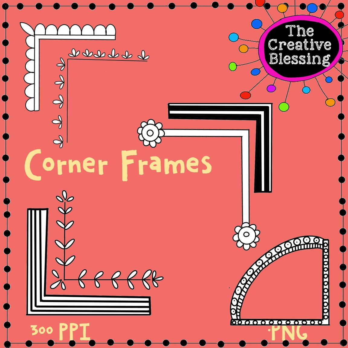 Corner Frames Hand Drawn Clip Art Digital Stickers - Etsy