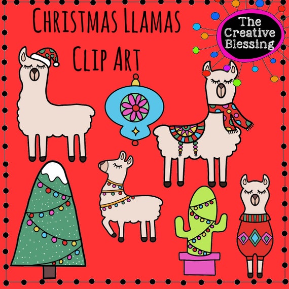 Christmas Holiday Llama Clip Art Digital Stickers - Etsy