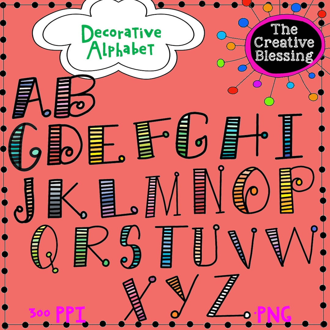 Decorative Alphabet Letter Doodle Clip Art - Etsy
