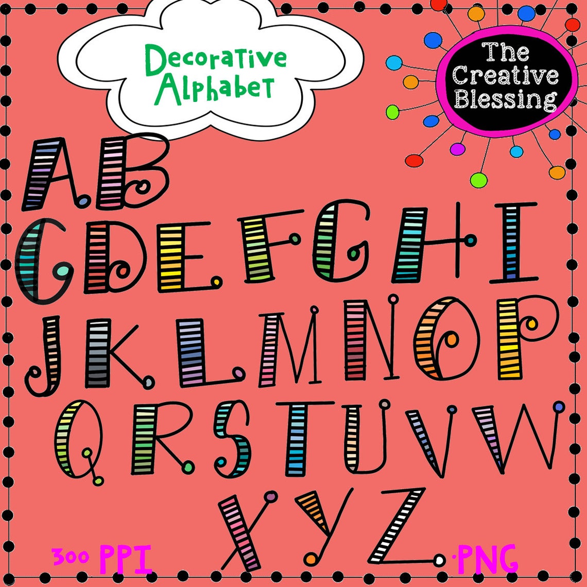 Decorative Alphabet Letter Doodle Clip Art - Etsy