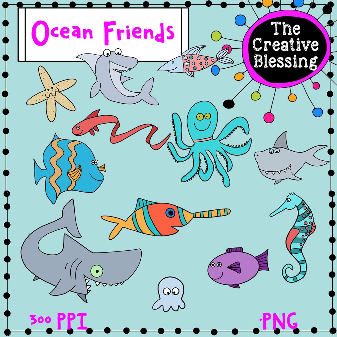 Ocean Fish Clip Art Digital Stickers - Etsy