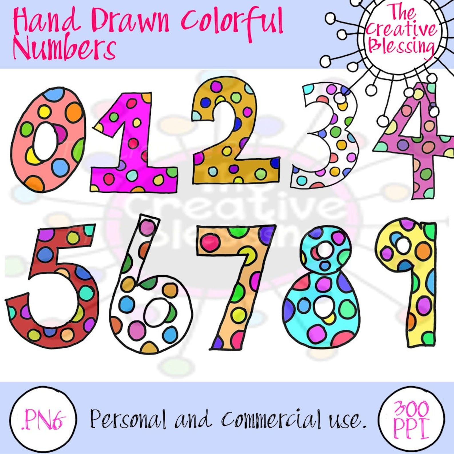 Hand Drawn Doodle Colorful Number Clip Art PNG Images Instant Download ...