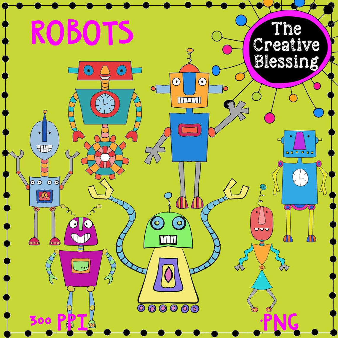 Hand Drawn Doodle Robot Clip Art Instant Download Digital Stickers - Etsy
