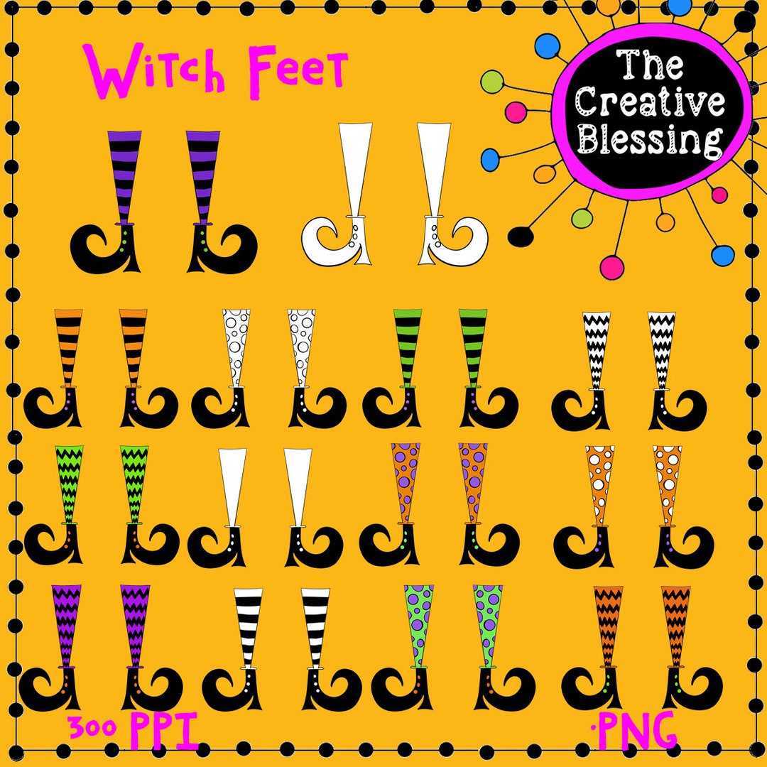 Doodle Halloween Witch Feet Hand Drawn Clip Art Digital Stickers - Etsy