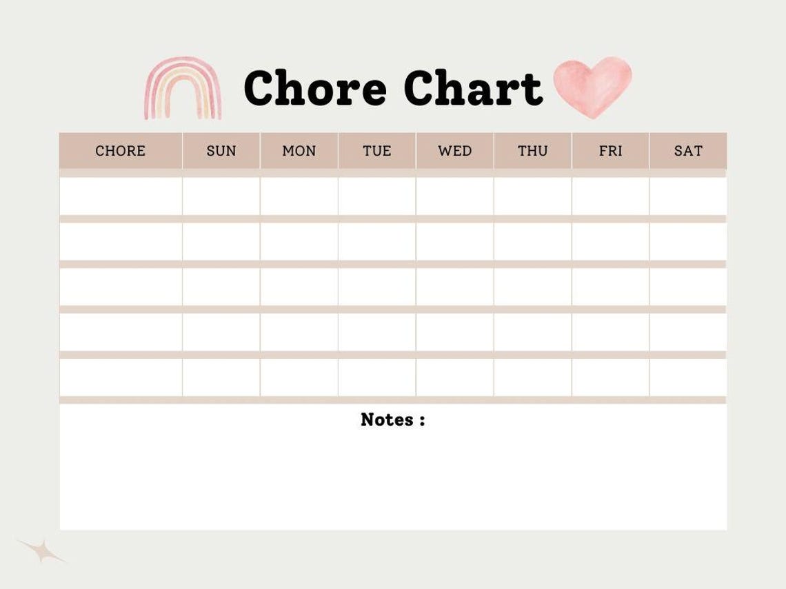 Chore Chart - Girls & Boys Version PRINTABLE - Etsy