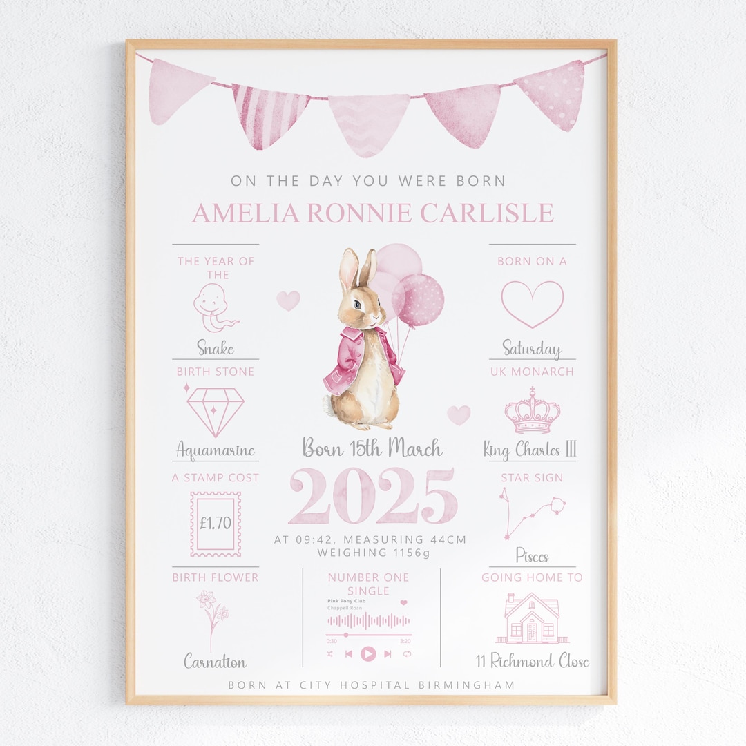 On the Day You Were Born Personalised Baby Keepsake Print | New Baby ...